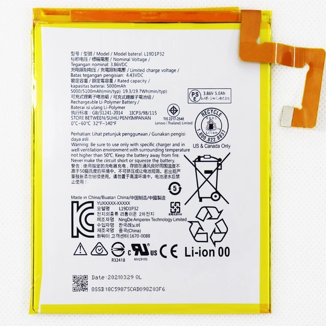 ORIGINAL BATTERY LENOVO Tab M10 FHD Plus TB-X606F ZA5T L19D1P32 1ICP3 ...