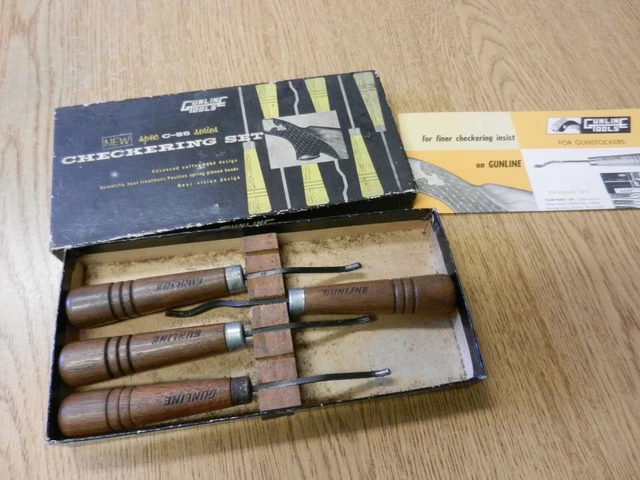 GUNLINE TOOLS SPEC C-55 Series Checkering set 4 Pieces Used S2-20/VF-90 ...