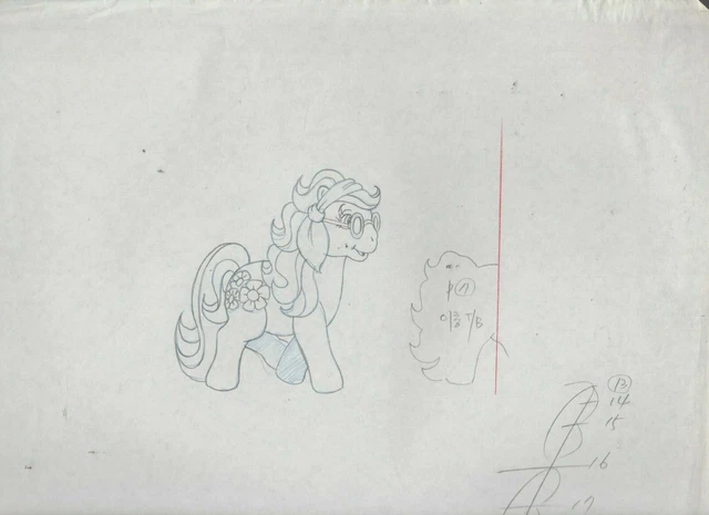 MY LITTLE PONY Cartoon Animation 12.5x10.5" Pencil Drawing LOT of 2 09B ...