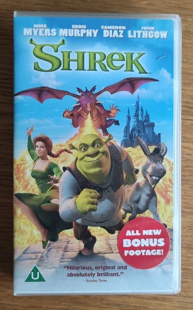 SHREK 2001 ANIMATED FILM VHS PAL VIDEO TAPE - Mike Myers - Eddie Murphy ...
