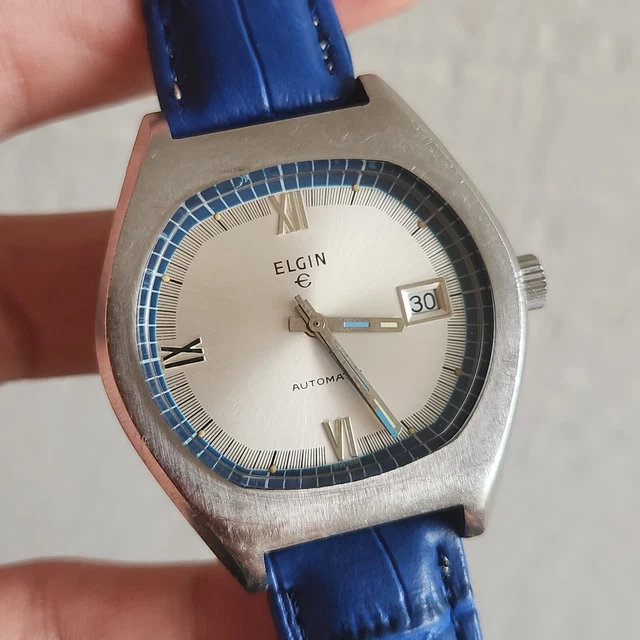 VINTAGE ELGIN MEN'S automatic watch date cal.AS 1993 17Jewels swiss ...