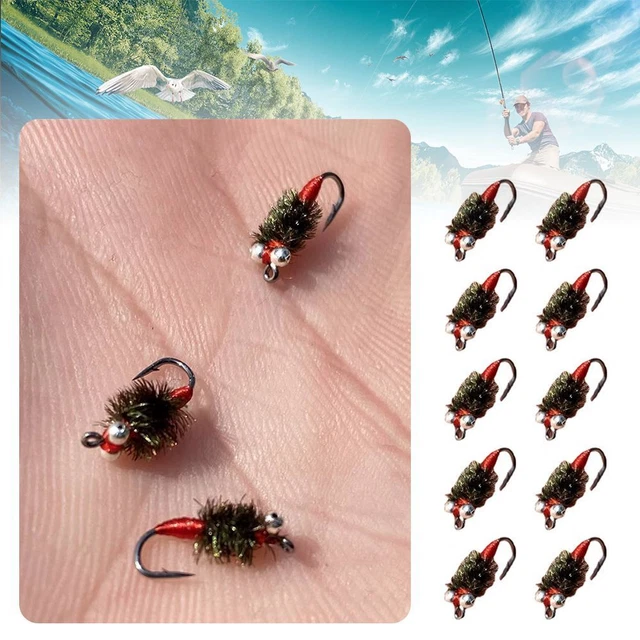 ARTIFICIAL FLY TROUT Fishing Lures Bionic Bait Brown Caddis Woolly Worm ...