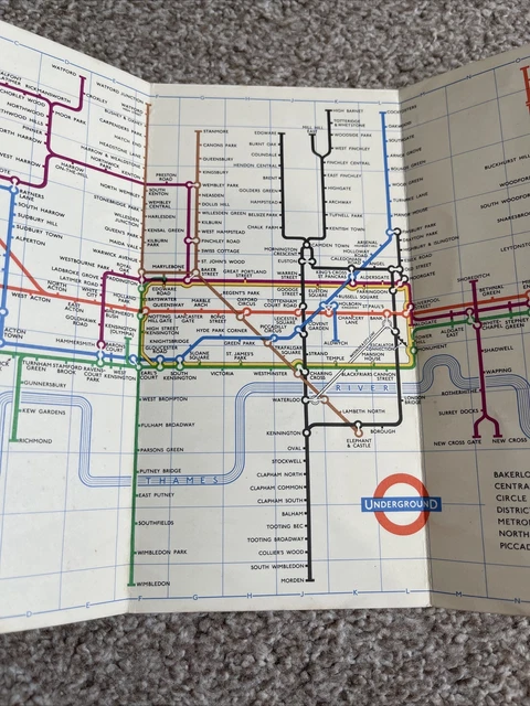 1959 (359/582Z/500,000) LONDON Underground Tube Map Pocket Diagram H.C ...