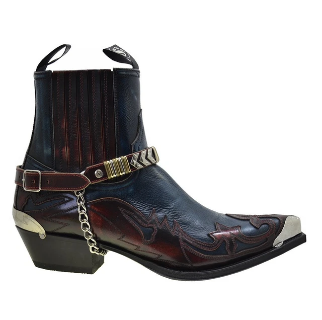 SENDRA 4660 HARNESS Red Blue Leather Cuban Heel Ankle Boots size 41 £ ...