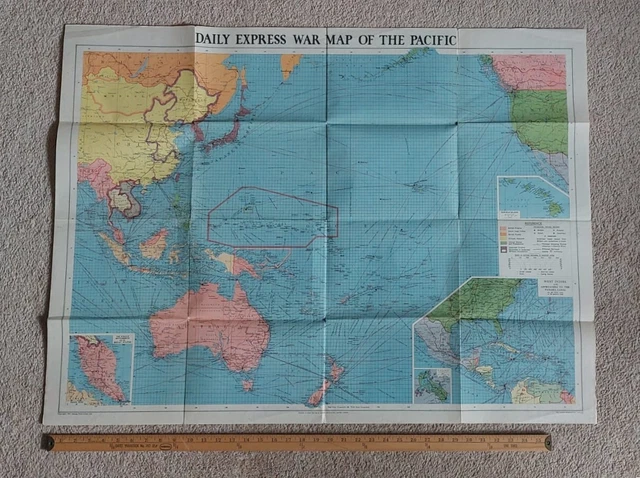 ORIGINAL 1941 DAILY Express War Map Of The Pacific £14.95 - PicClick UK
