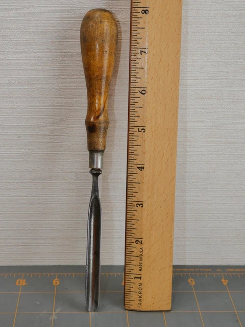 OLD COLLECTIBLE WOODCARVING tool Vintage 3/8" No. 7 sweep straight ...
