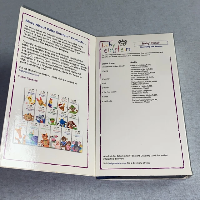 BABY EINSTEIN BABY Monet Discovery The Seasons VHS Tape 2005 Disney ...