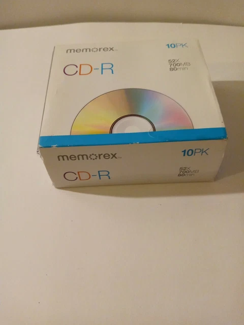 MEMOREX CD-R 10 Pack 52 x 700 MB 80 Minutes Recordable Disc Jewel Case ...