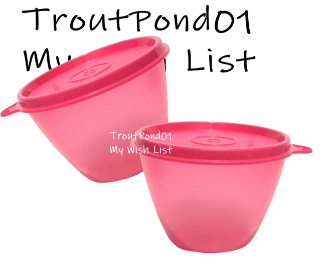 TUPPERWARE REFRIGERATOR BOWLS 14 oz Pink Lid Nesting Stacking ...