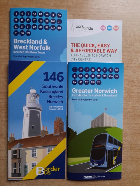 KONNECT BUS NORFOLK timetable books, September 2024 current issues £1. ...