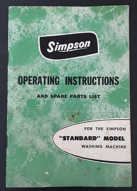 SIMPSON OPERATION INSTRUCTIONS Vintage Owners Manual Pamphlet Brochure ...
