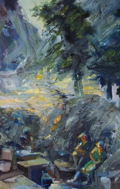 ORIGINAL WATERCOLOUR/GOUACHE, 'FIGURES in a Landscape', June Bevan ...