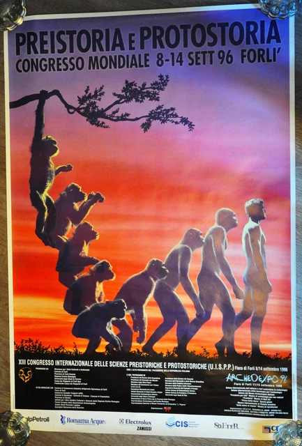 ANCIEN AFFICHE D'EXPOSITION évolution homme depuis préhistoire 1996 ...