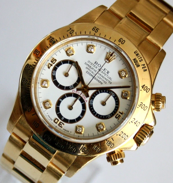 ROLEX DAYTONA 18K / 750 Gelbgold Zenith 16528 Brillantblatt Inverted 6 ...