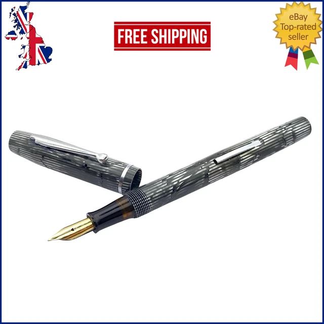 VINTAGE AIKIN LAMBERT Skywriter Fountain Pen In Silver Springy 14K Gold ...
