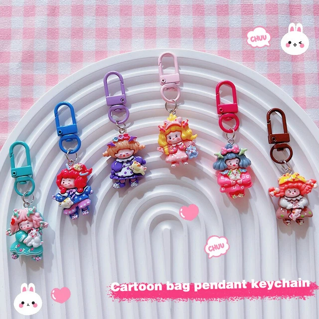 DRAGON YEAR CARTOON Cute Little Girl Keychain Kawaii Doll Resin Keyring ...