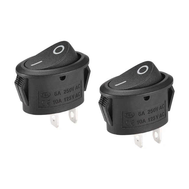 BOAT ROCKER SWITCH Round Toggle Switch 2pins ON/OFF AC250V/6A 125V/10A ...