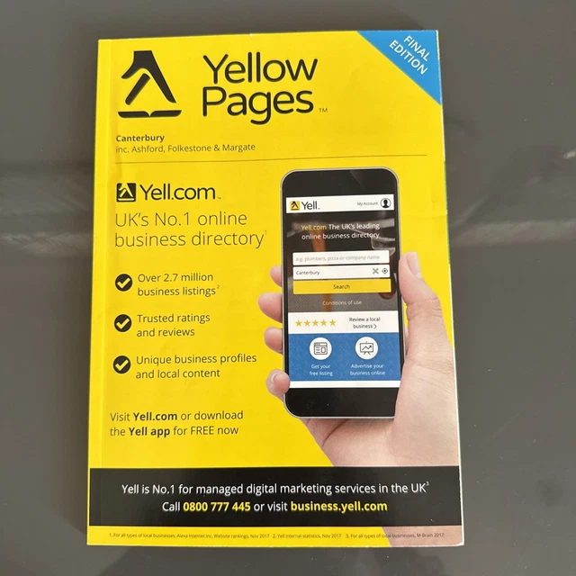YELLOW PAGES FINAL Edition Canterbury/Ashford/Folkestone/Margate Kent ...