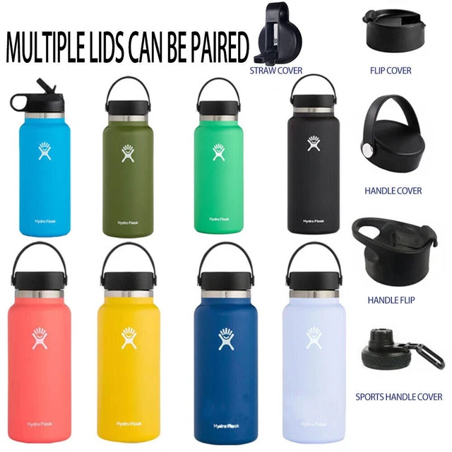 HYDRO FLASK WATER Bottle Stainless steel Wide Mouth with Straw Lid 32oz ...