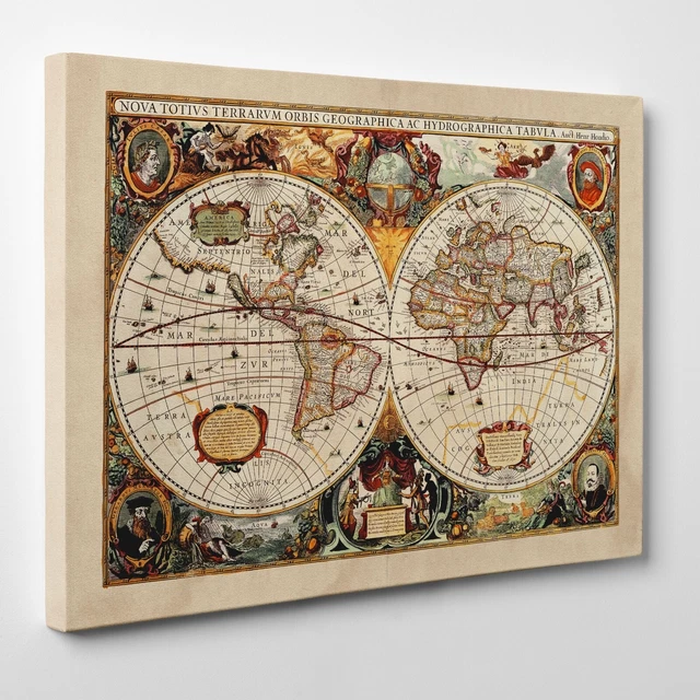 BILDER ANTIKE WELTKARTE Welt Landkarte Welt MIT ODER OHNE RAHMEN EUR 19 ...