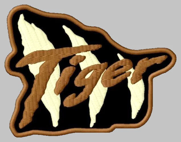 TIGER EMBROIDERED PATCH IRON/SEW ON 3-3/8" x 2-5/8" TRIUMPH MOTORCYCLES ...
