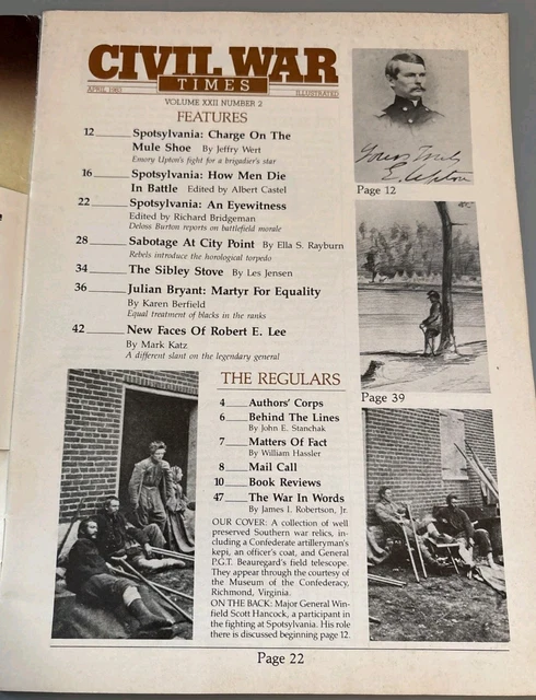 CIVIL WAR TIMES Illustrated Apr 1983 Magazine Vol 22 No 2 Mule Shoe ...