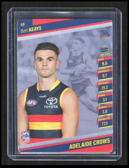 AFL 2024 TEAMCOACH Silver Adelaide Crows Ben Keays 59 Football Card CB ...
