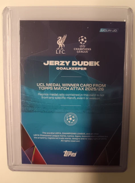 TOPPS MATCH ATTAX 2025/2026 25/26 Jerzy Dudek Ucl Medal Winner EUR 15 ...