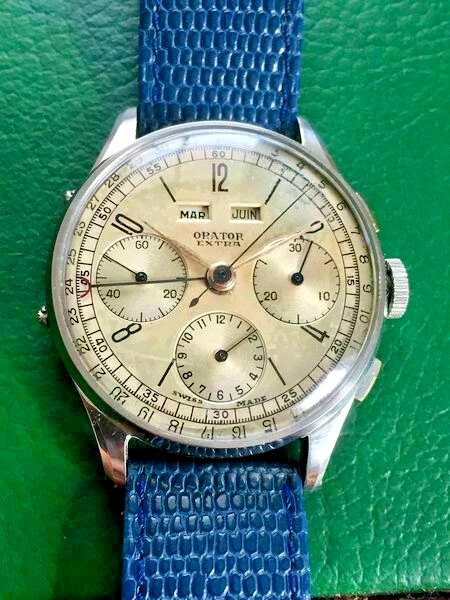 VINTAGE ORATOR - rare Valjoux 72C triple calendar chronograph EUR 2.870 ...