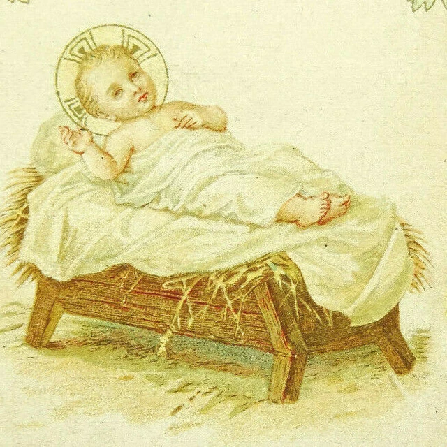 ANTIQUE GERMAN HOLY Prayer Card Baby Jesus Christmas Nativity Gloria in ...