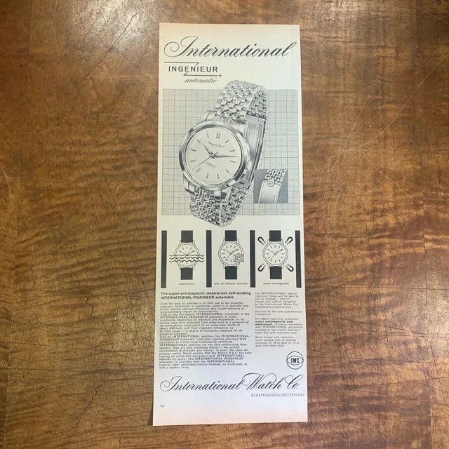 VINTAGE C.1960'S INTERNATIONAL WATCH CO. INGENIEUR SWISS MAGAZINE ...