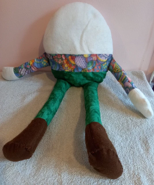 HUMPTY DUMPTY VINTAGE Soft Toy Plush Retro Nursery Rhymes Pattern Body ...