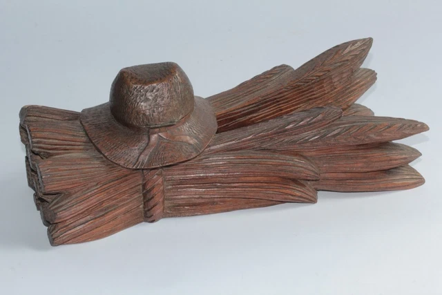 WOODEN INKWELL AND pen holder, sheaf of wheat, folk art (55745) $192.60 ...