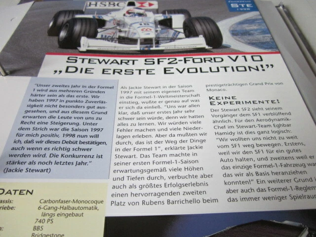 FORMEL 1 CHRONIK Fahrzeuge Stewart SF2 Ford V 10, 1998 EUR 4,73 ...