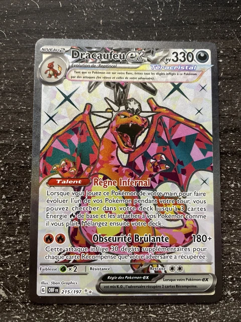 DRACAUFEU EX FULL Art - Pokémon 215/197 Ev03 Flammes Obsidiennes Neuf ...