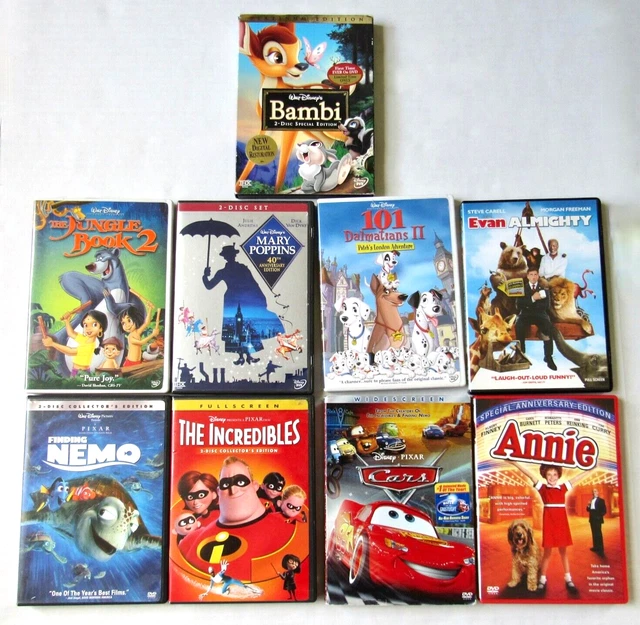 DISNEY PIXAR 9 DVD Lot Dalmations Cars Nemo Incredibles Bambi Jungle Book Annie £12.06 - PicClick UK