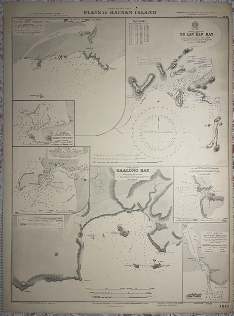 ADMIRALTY CHART MAP 1019 Plans In Hainan Island 1866 (1939) £135.00 ...