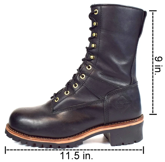 WORK ZONE LOGGERS Boots - Steel Toe, Leather ( Black ) Men's US 9.5 £49 ...