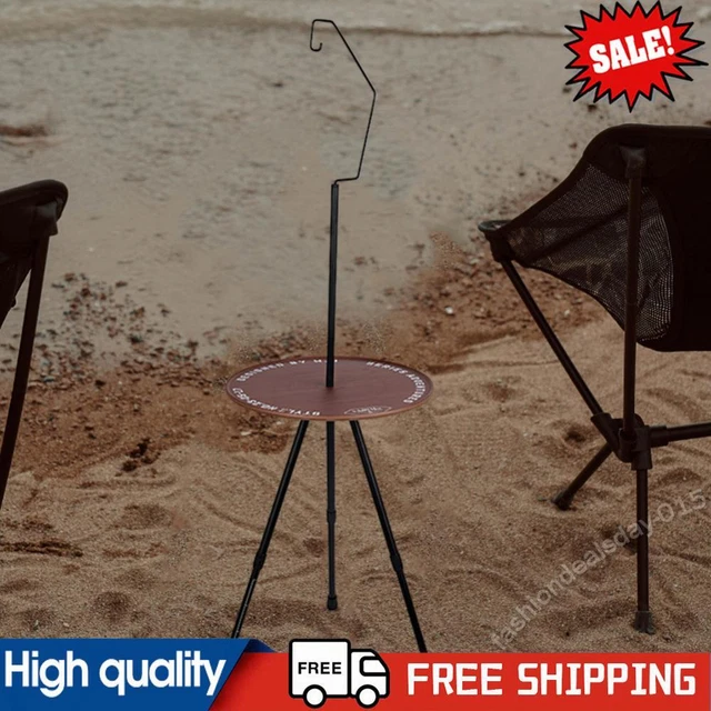COLLAPSIBLE SMALL TABLE Barbecue Round Table with Light Stand for ...