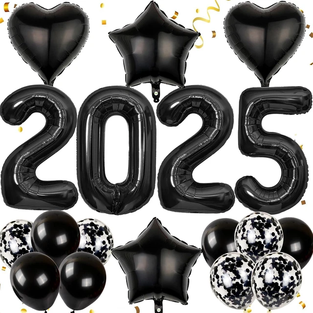 SILVESTER DEKO 2025 Dekoration Set, Luftballons 2025 Neujahr Deko 2025 ...
