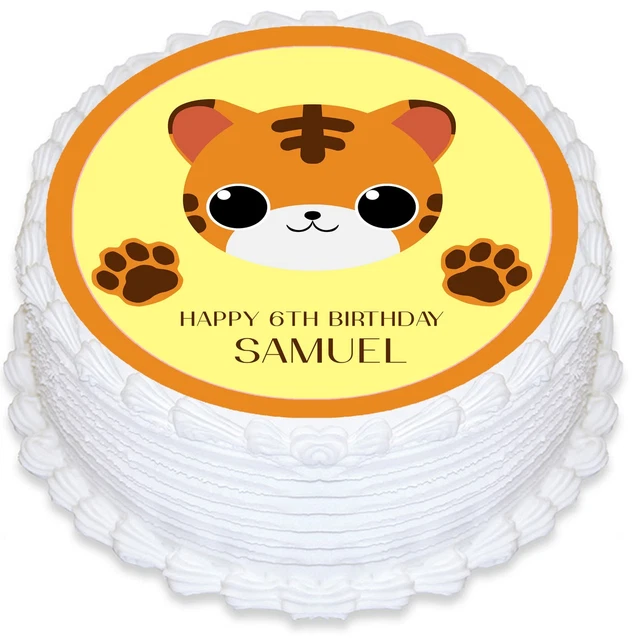 TIGER CUB PRE-CUT Round Edible Icing Cake Topper Image $15.00 - PicClick AU