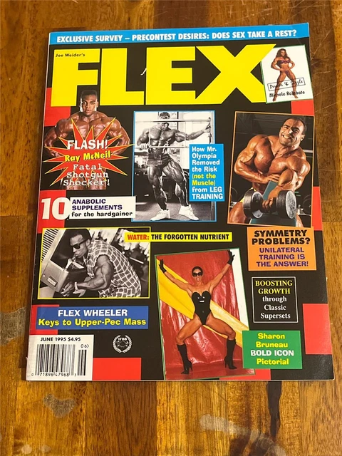 FLEX BODYBUILDING MUSCLE magazine MICHELE RALABATE/SHARON BRUNEAU 6-95 ...