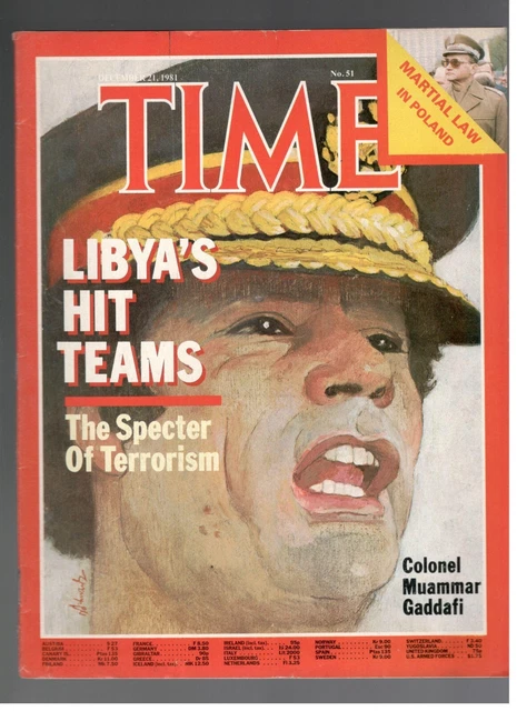 TIME MAGAZINE DECEMBER 21, 1981: Colonel Muammar Gaddafi Libya Hit ...