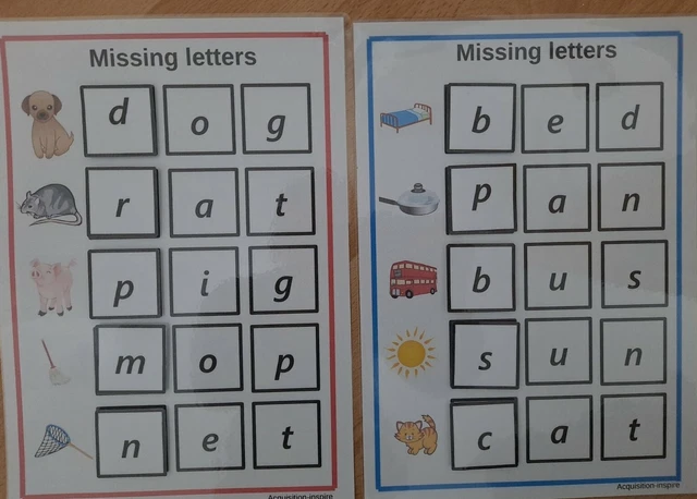 MISSING LETTERS, CVC Words phonics Teaching resource - EYFS/SEN/KS1 £3. ...