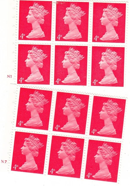 GB - MACHIN 4d booklet panes with controls N1 (no dot) and N7 (no dot) - Jun22 £1.00 - PicClick UK