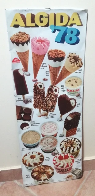 ALGIDA 78 TABELLA insegna gelati latta lire pubblicità cartello gelato ...