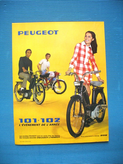 PUBLICITE DE PRESSE PEUGEOT 101 102 CYCLOMOTEUR EVENEMENT DE L'ANNéE AD ...