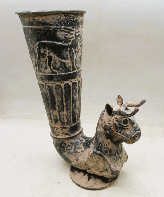 ANCIENT BRONZE RHYTON Vessel With Bull's Head. Ca 500Bc. Super Rare £0. ...
