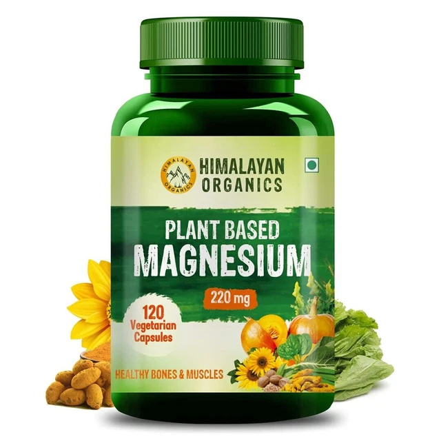 HIMALAYAN ORGNAICS PLANT Based Magnesium Supplement 220mg 120 Capsules ...