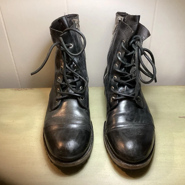 FREEBIRD MENS JARVIS All Leather Distressed Side Zip Motorcycle Work ...